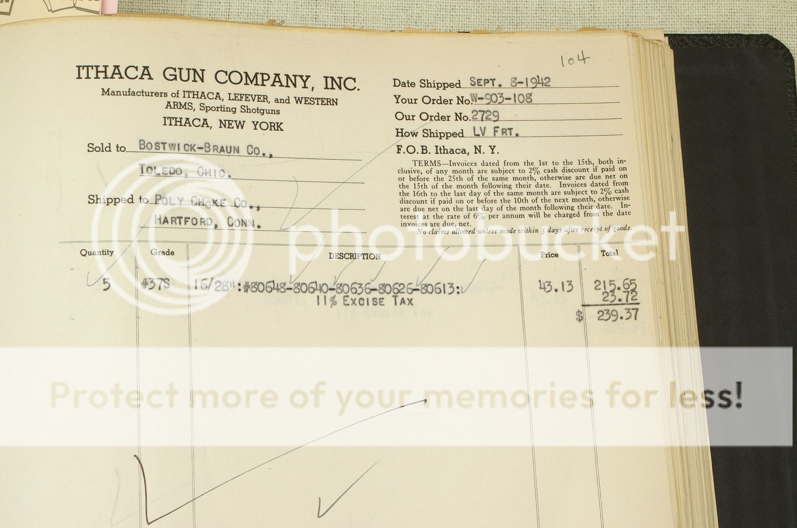 Two More Interesting Ithaca Gun Co. Invoices | Shotgun Forum