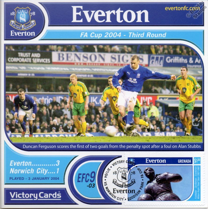 2003-04 EVERTON FC Football Club Stamp Album & Victory Card Maxi Covers ...